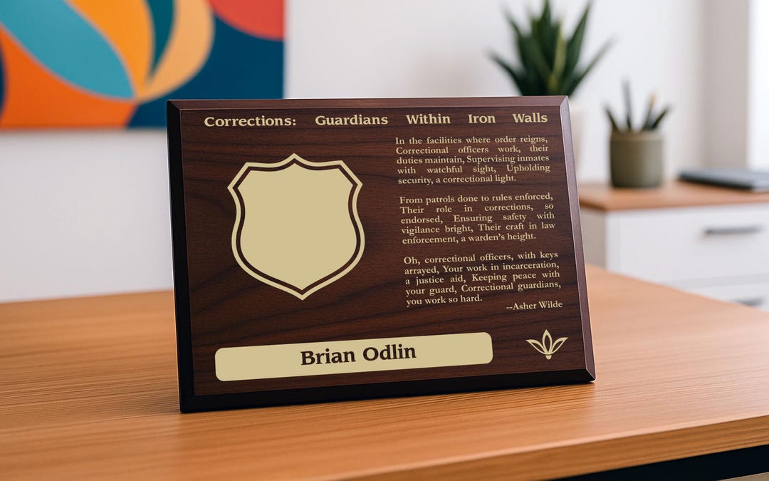 Correctional Officer Gift Plaque | Personalized Poem for Inmate ...