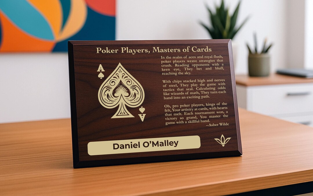 Pro Poker Player Gift Plaque | Personalized Poem for Card Game Mastery ...