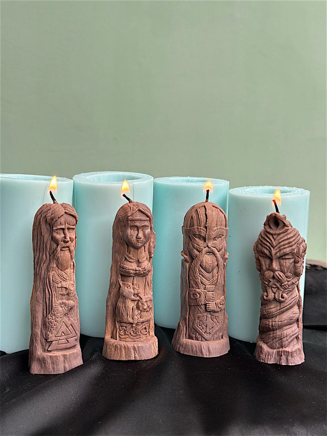Handmade Viking Totem Candle Mold Set Thor, Odin, Loki, Freya Norse God ...