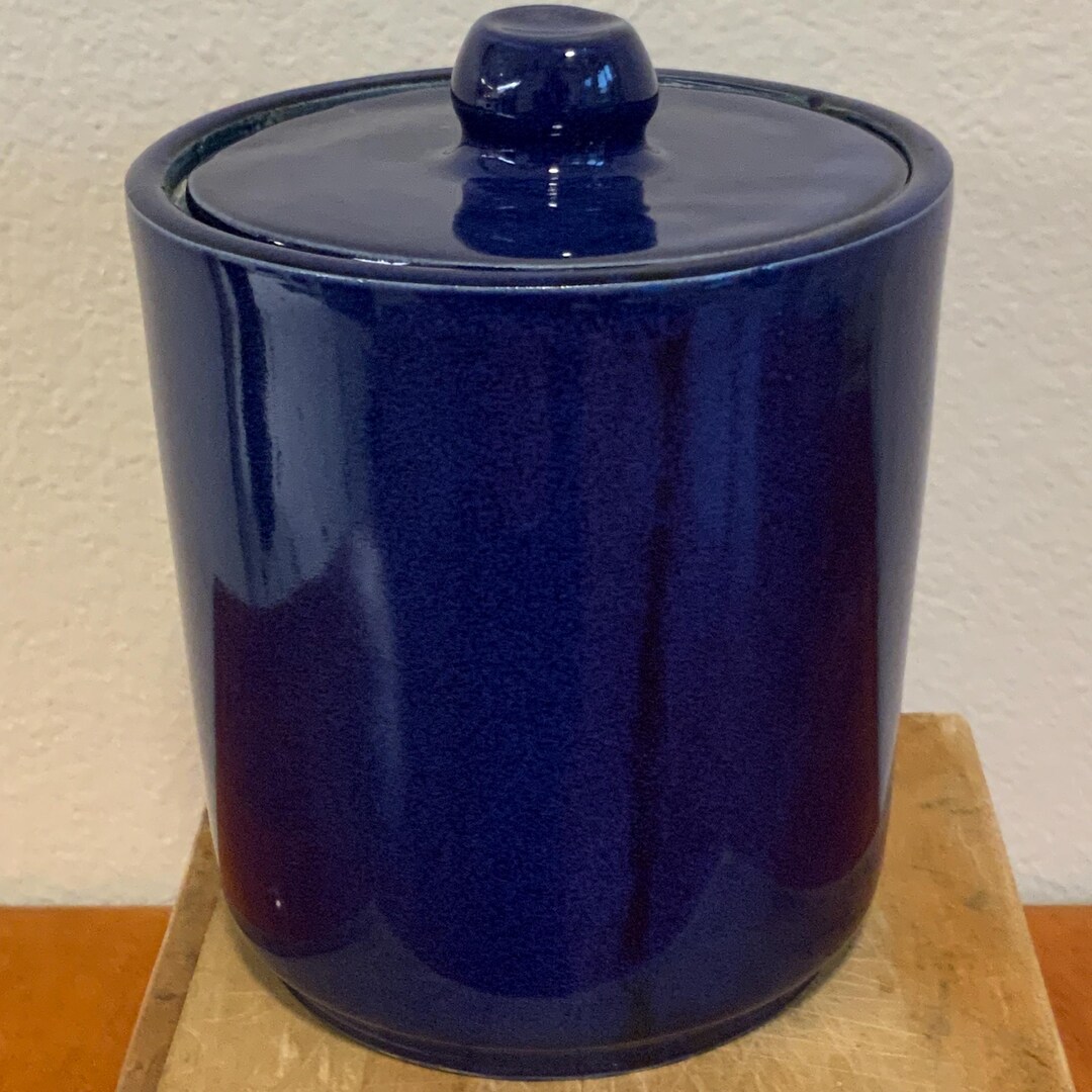 Signed Studio Pottery Jar: Handmade Blue Ceramic Canister - Florida ...