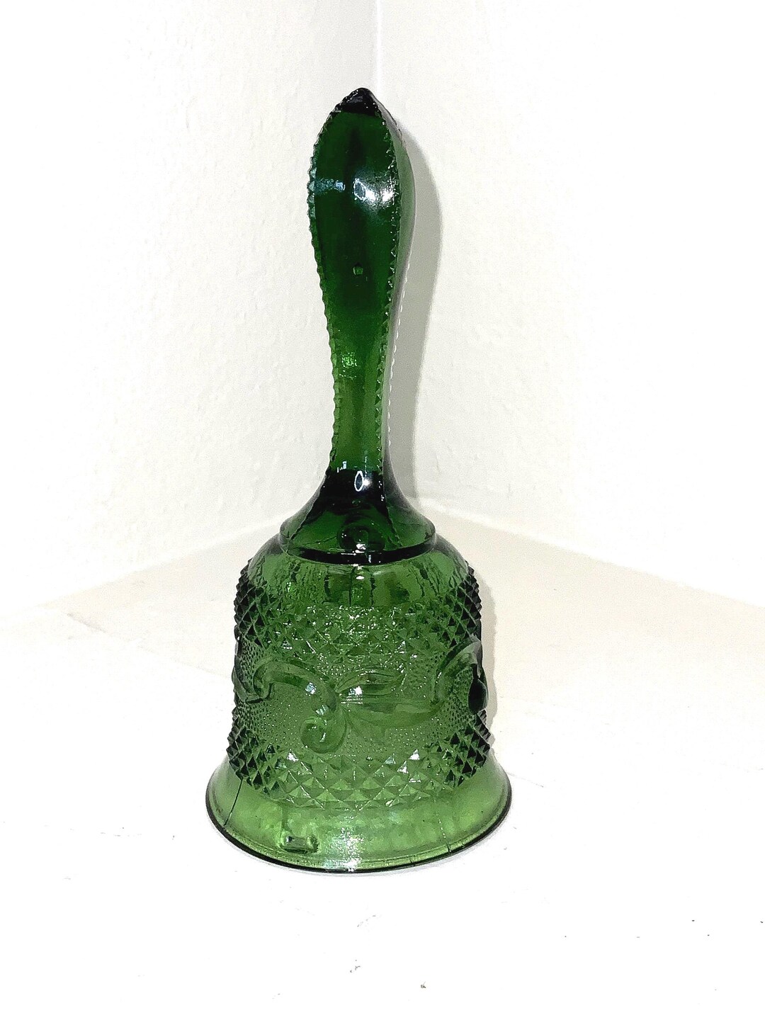 Collectible Green Pressed Glass Bell - Fenton Style, 1950s-70s - Etsy