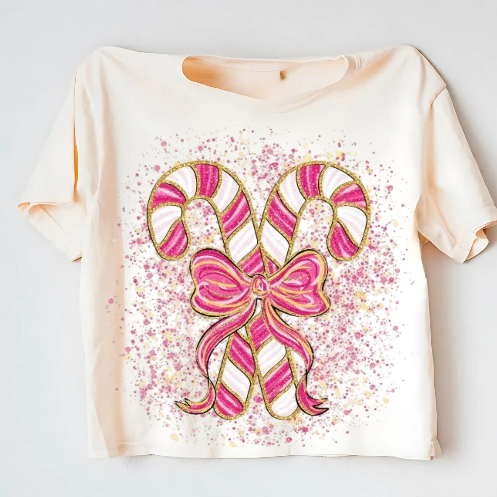 Pink Christmas Candy Cane Png, Preppy Christmas Coquette Png, Glitter ...