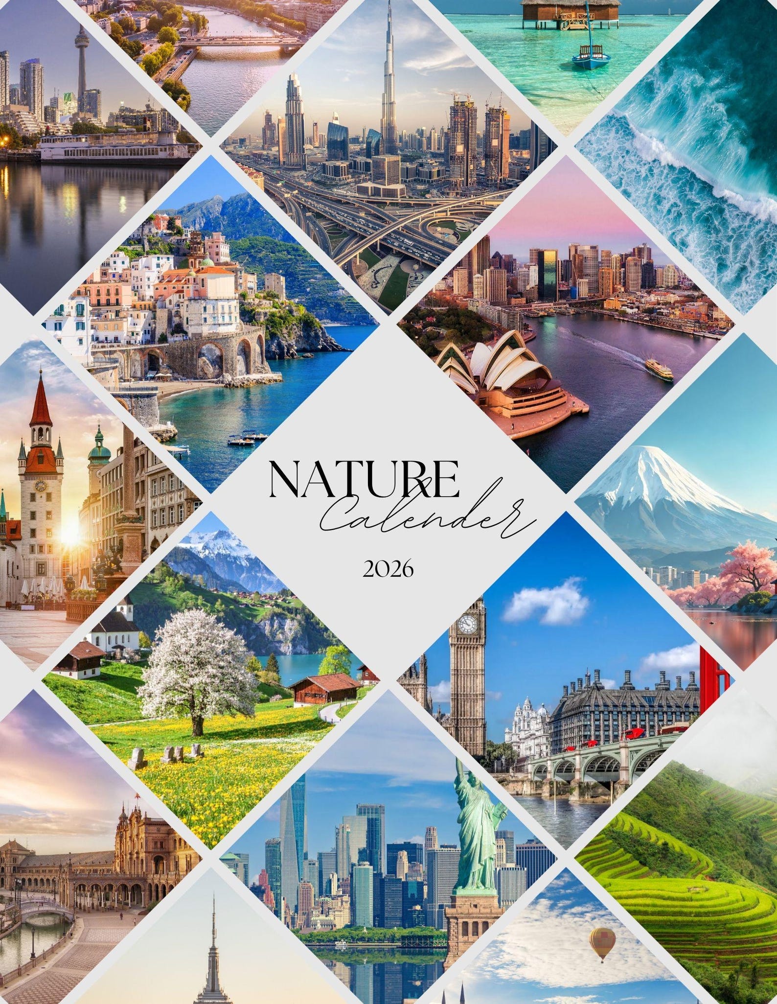 2026 Nature Calendar - Beautiful Scenic Travel Destinations, Digital ...