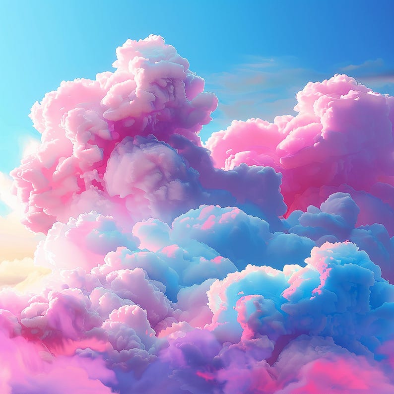 Pastel Cloud Digital Paper Pack, Soft Sky Textures (digital Download ...