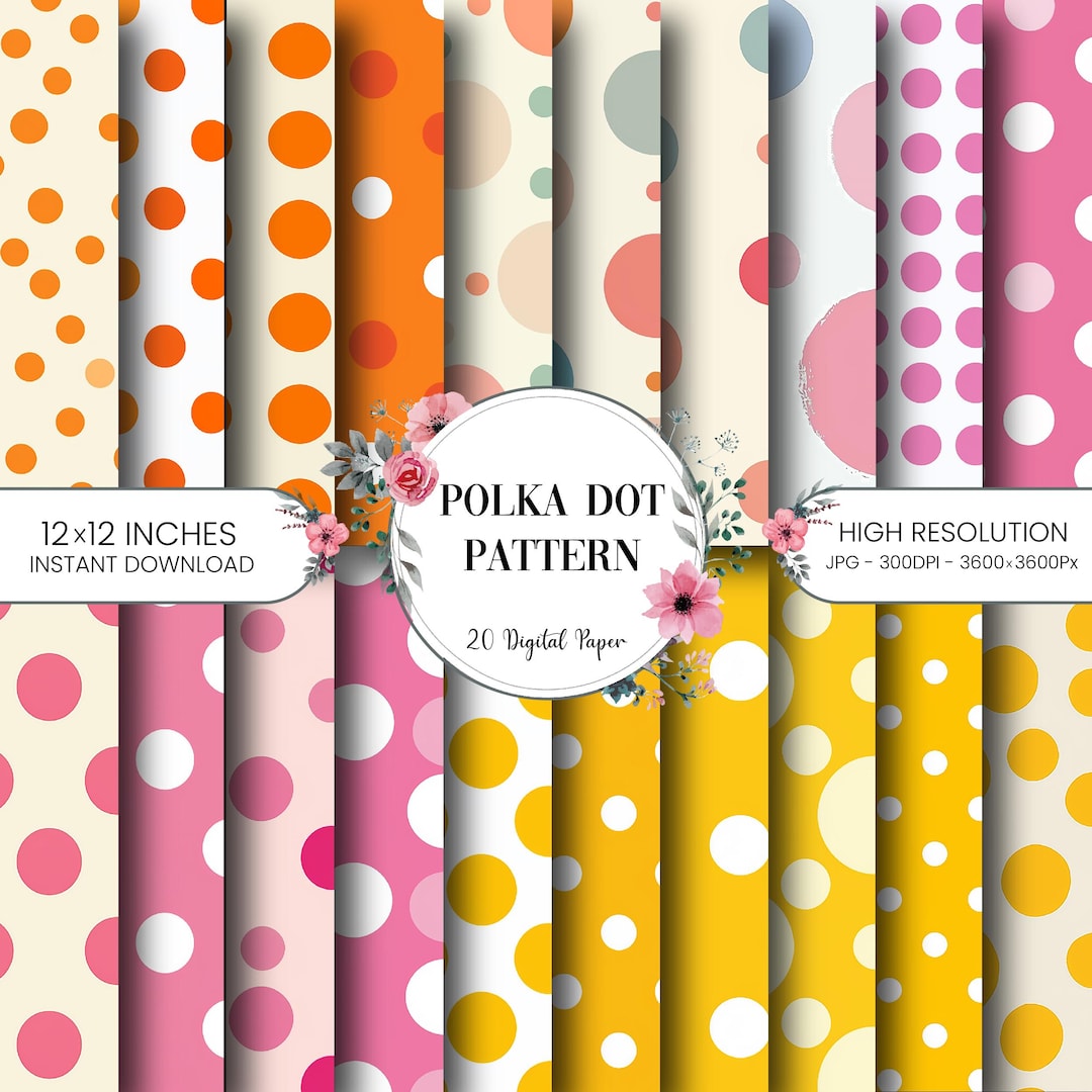 Polka Dot Paper Pack, Scrapbook Paper, Printable Patterns (digital ...