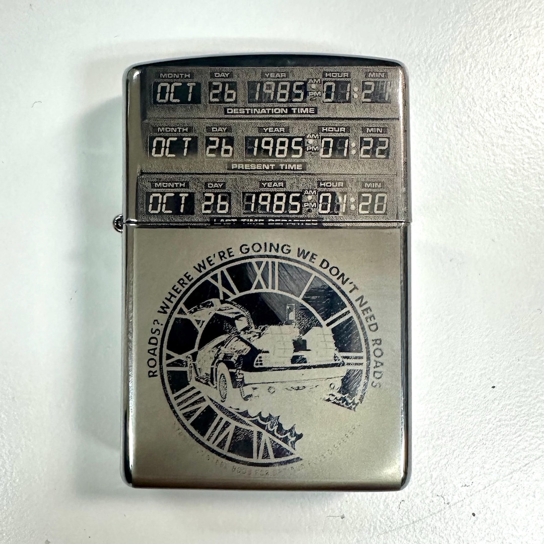 Custom Laser Engraved Zippo Lighter – Back to the Future Theme, 2-sided ...