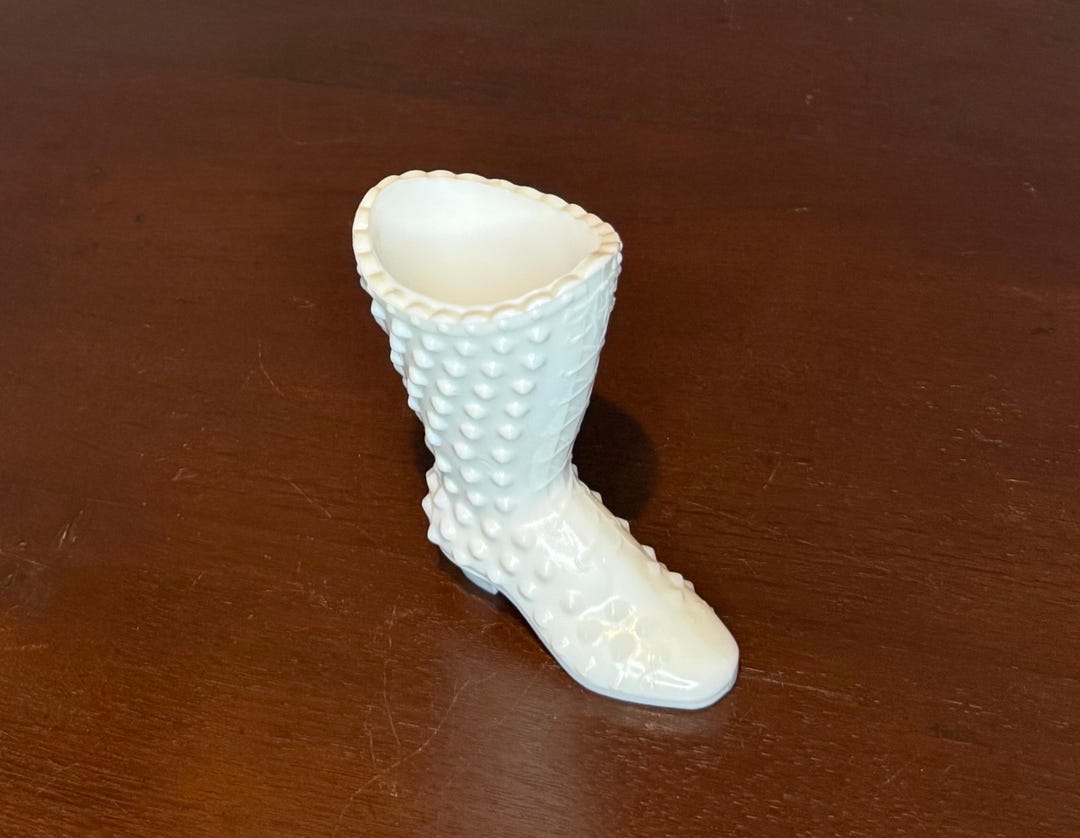 Fenton Milk Glass Hobnail Boot Marked Fenton - Etsy