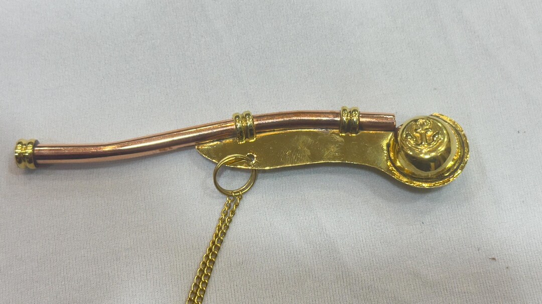Boatswain's Brass Crafted Bosun's Pipe Whistle With Chain & Handcrafted ...