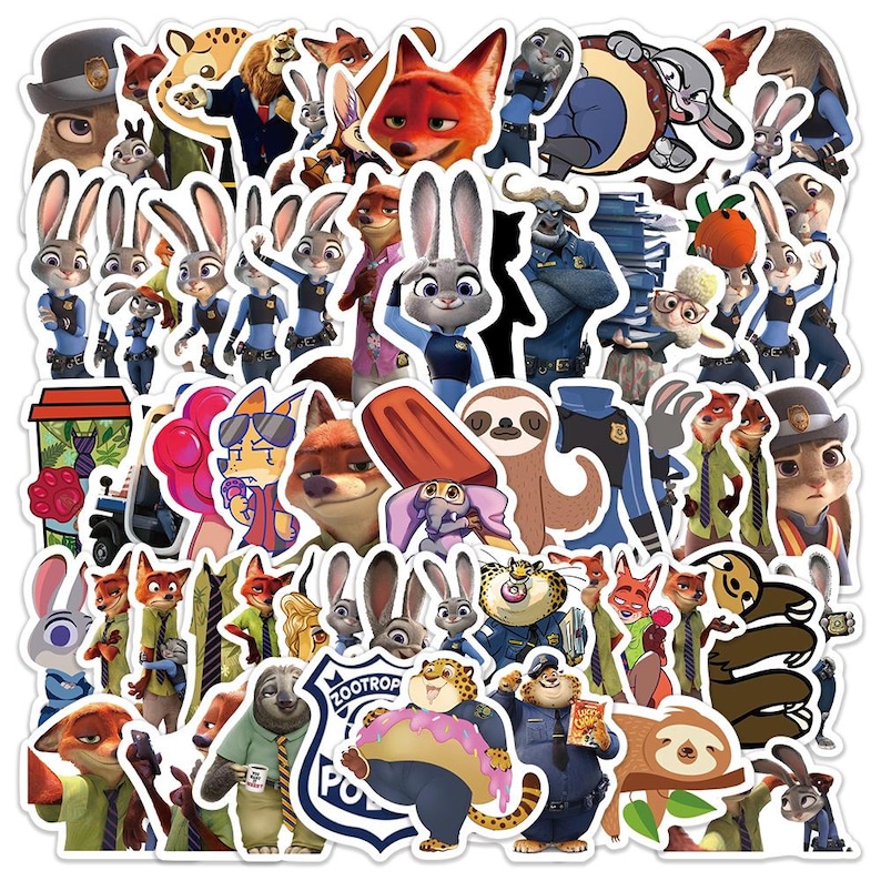 60pcs-zootopia Sticker Pack,judy Hopps, Nick Wilde, Flash Vinyl Decals ...