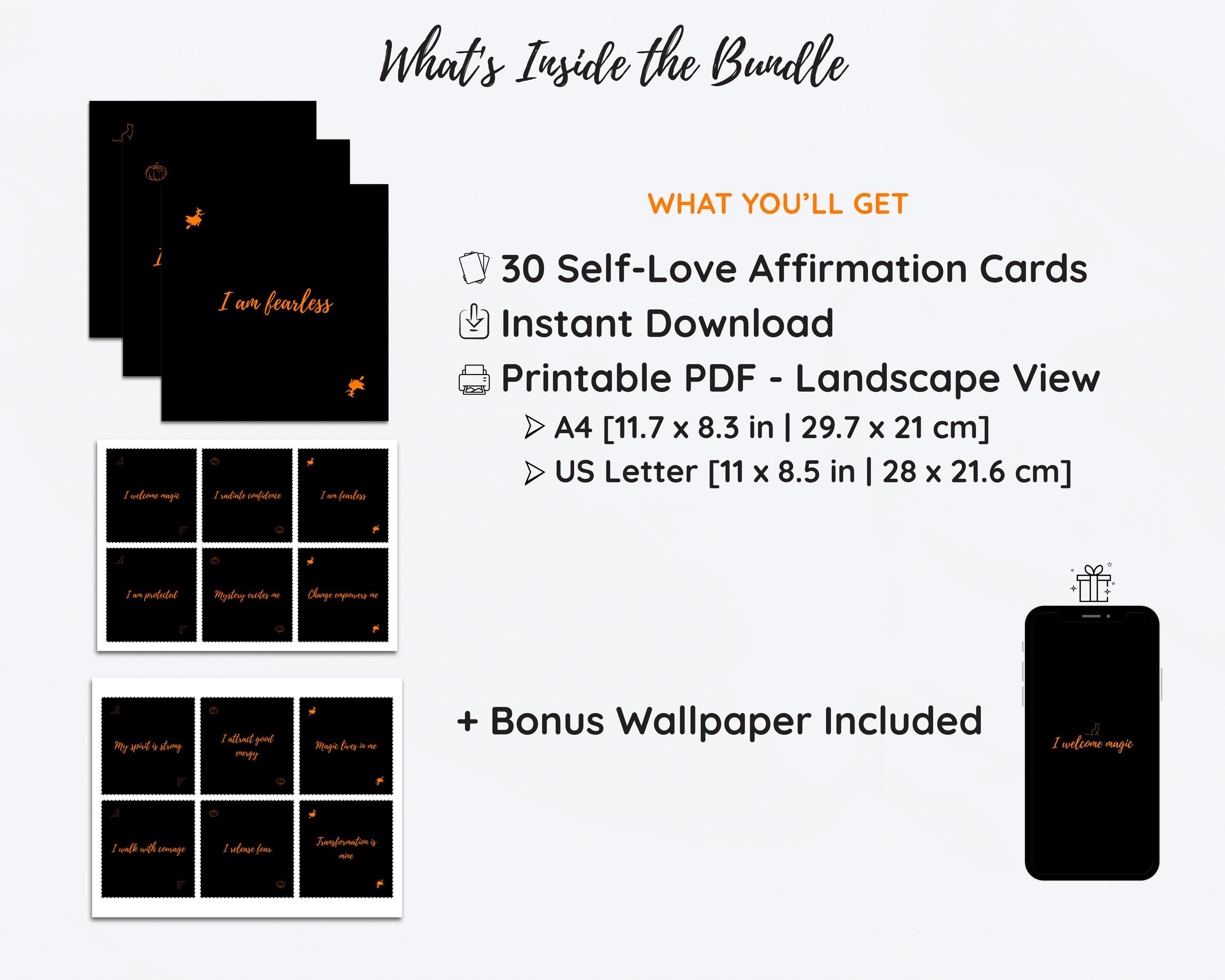 30 Halloween Affirmation Cards Printable – Self Love Digital Cards With ...