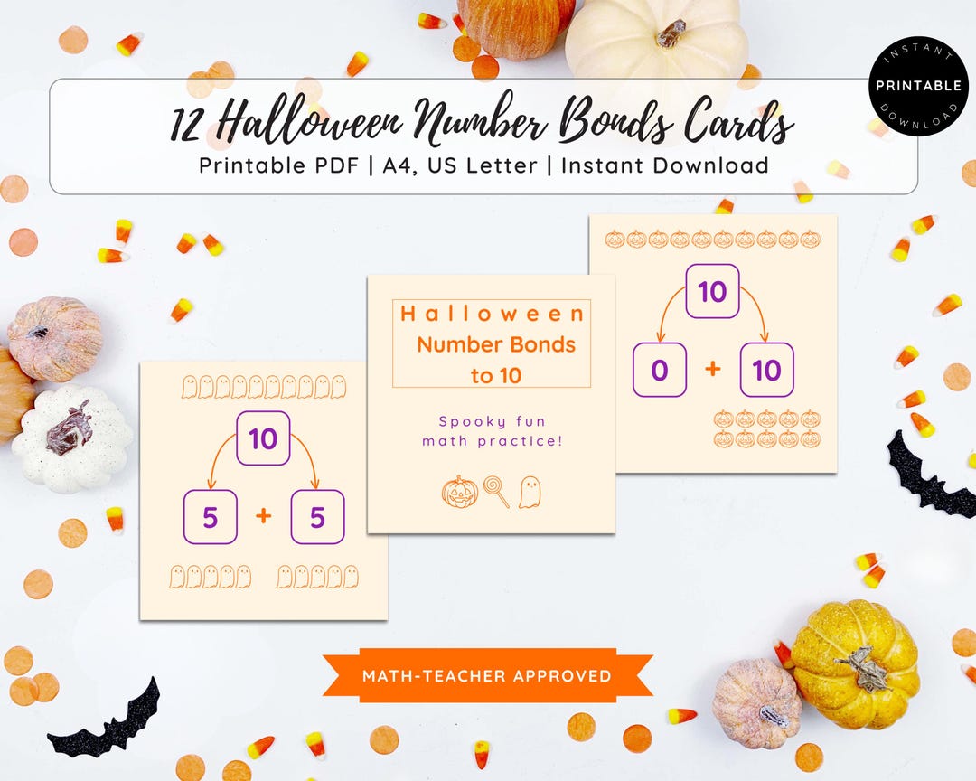 Halloween Number Bonds – 12 Printable Math Cards (0–10) - Etsy