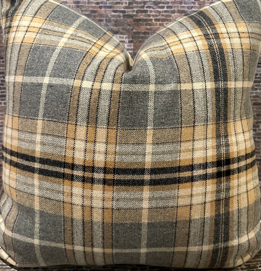 Designer Pillow Cover, Tartan Plaid, Stone - Etsy