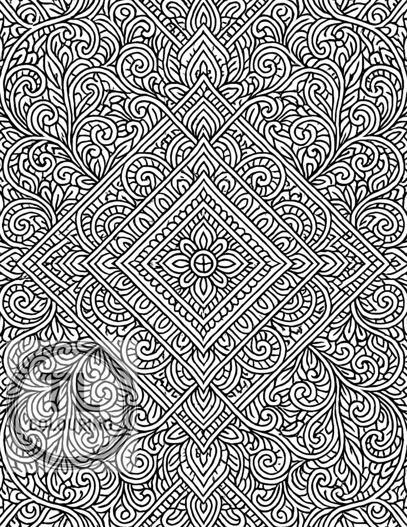 Complex Mandala Coloring Pages for Adults | Advanced Stress Relief ...