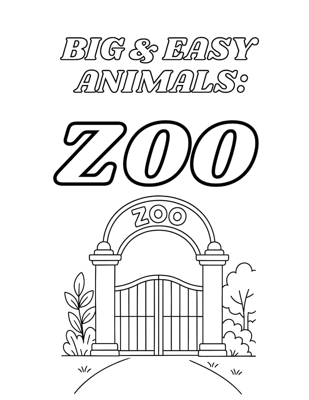 Zoo Animals Coloring Book: Easy Printable Pages for Toddlers (PDF ...
