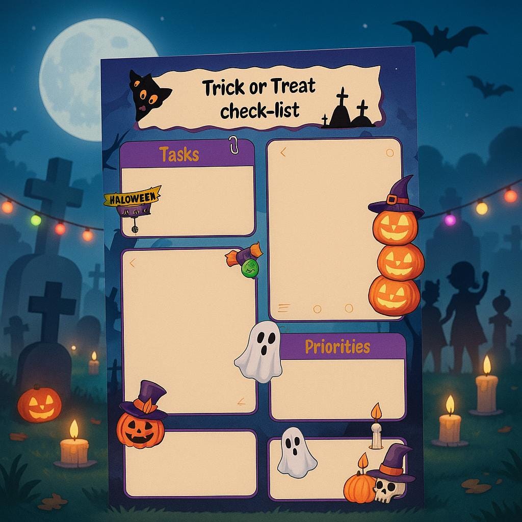 Halloween X Trick or Treat Checklist | Printable Halloween Planner | to ...