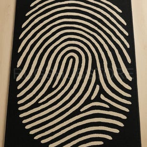 Black and Beige Fingerprint Rug: Modern Abstract Art Decor - Etsy