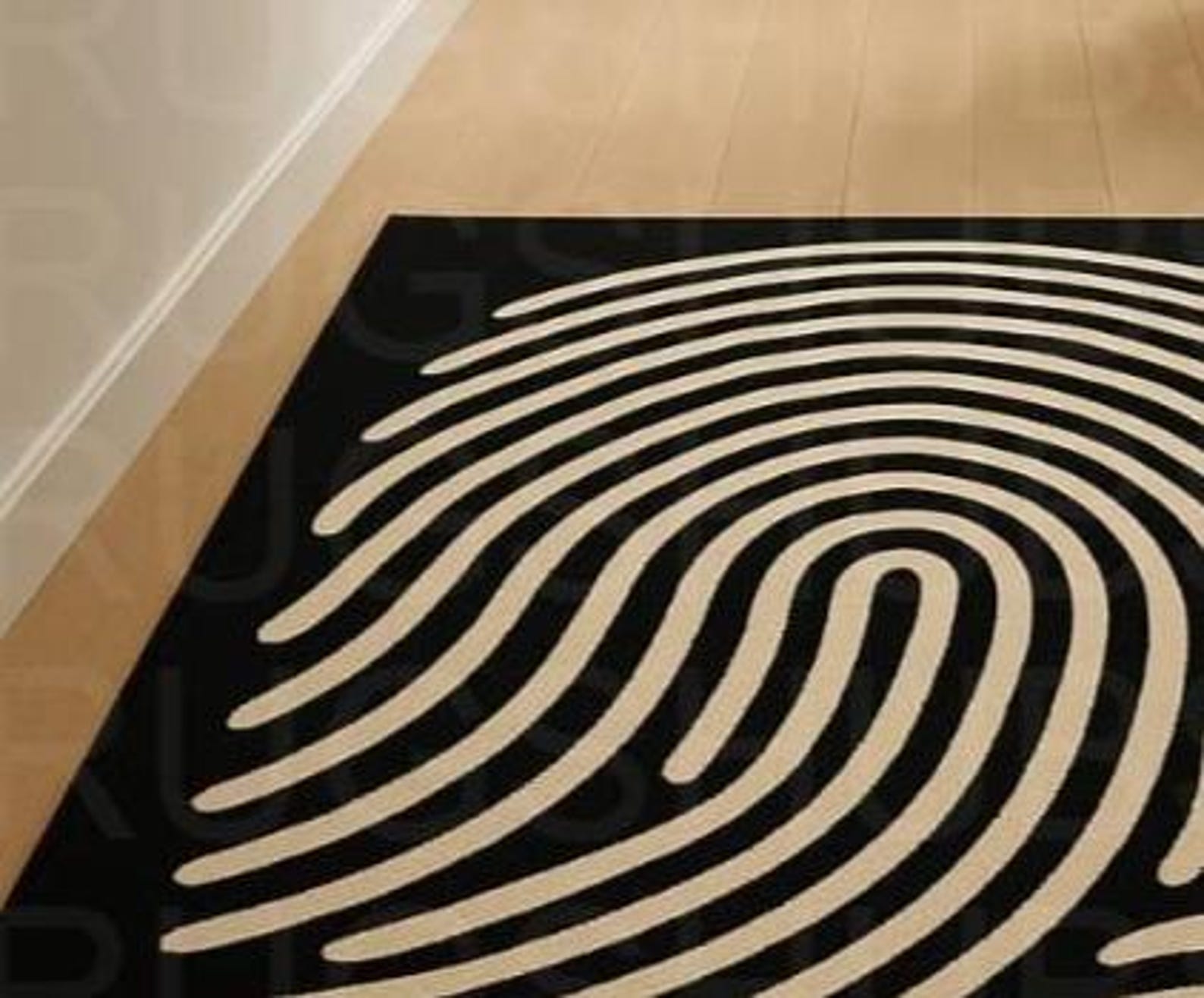 Black and Beige Fingerprint Rug: Modern Abstract Art Decor - Etsy