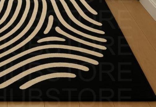 Black and Beige Fingerprint Rug: Modern Abstract Art Decor - Etsy