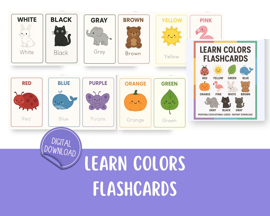 Learn Colors Flashcards for Kids | Preschool & Toddler Printable ...