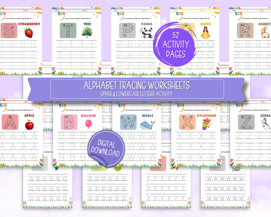 Alphabet Tracing Worksheets: Preschool & Kindergarten Letter Practice ...