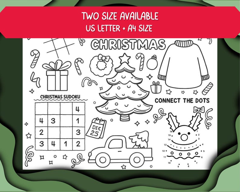 Christmas Activity Placemat Bundle – Printable 3 Christmas Placemats ...