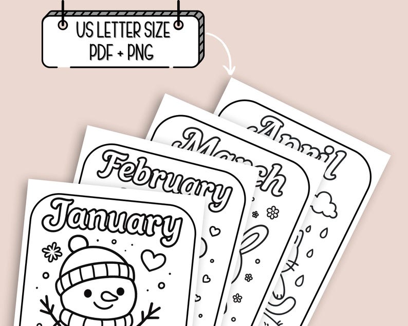 12 Months Coloring Pages | Kawaii Seasonal Activity Book (digital ...