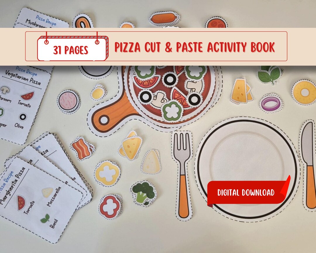 Pizza Cut and Paste Activity Book: Kids Printable (digital Download) - Etsy