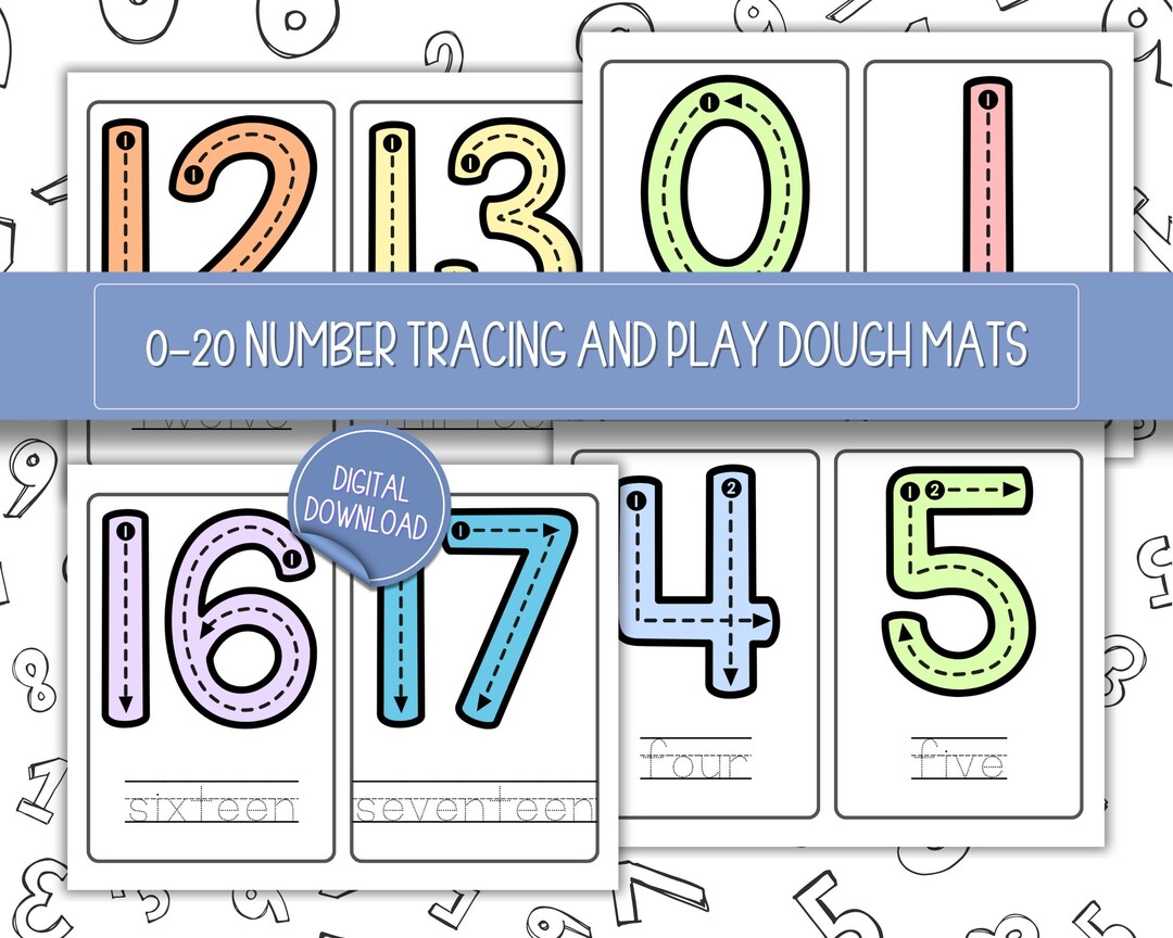 Play Dough Number Mats 0–20 | Trace and Build Numbers | Preschool ...