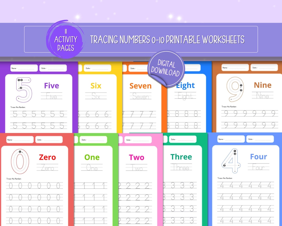 Tracing Numbers 0-10 Printable Worksheets for Preschool, Kindergarten ...