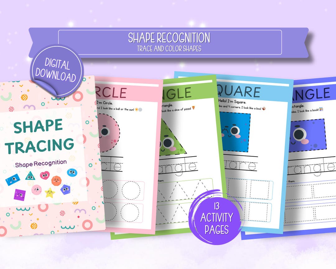 Shape Recognition Worksheets: Kids & Preschool Tracing Activity (PDF ...