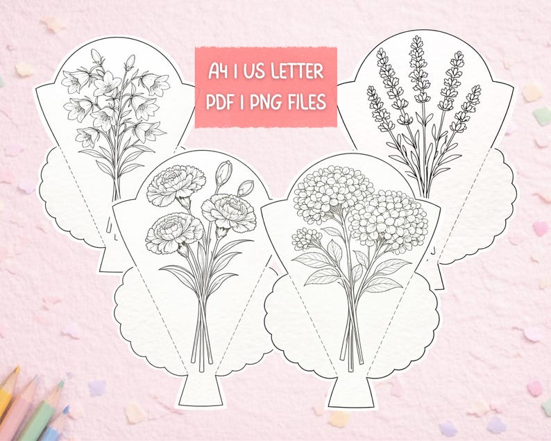 DIY Mother's Day Flower Craft Printable | Colorful Bouquet Template for ...
