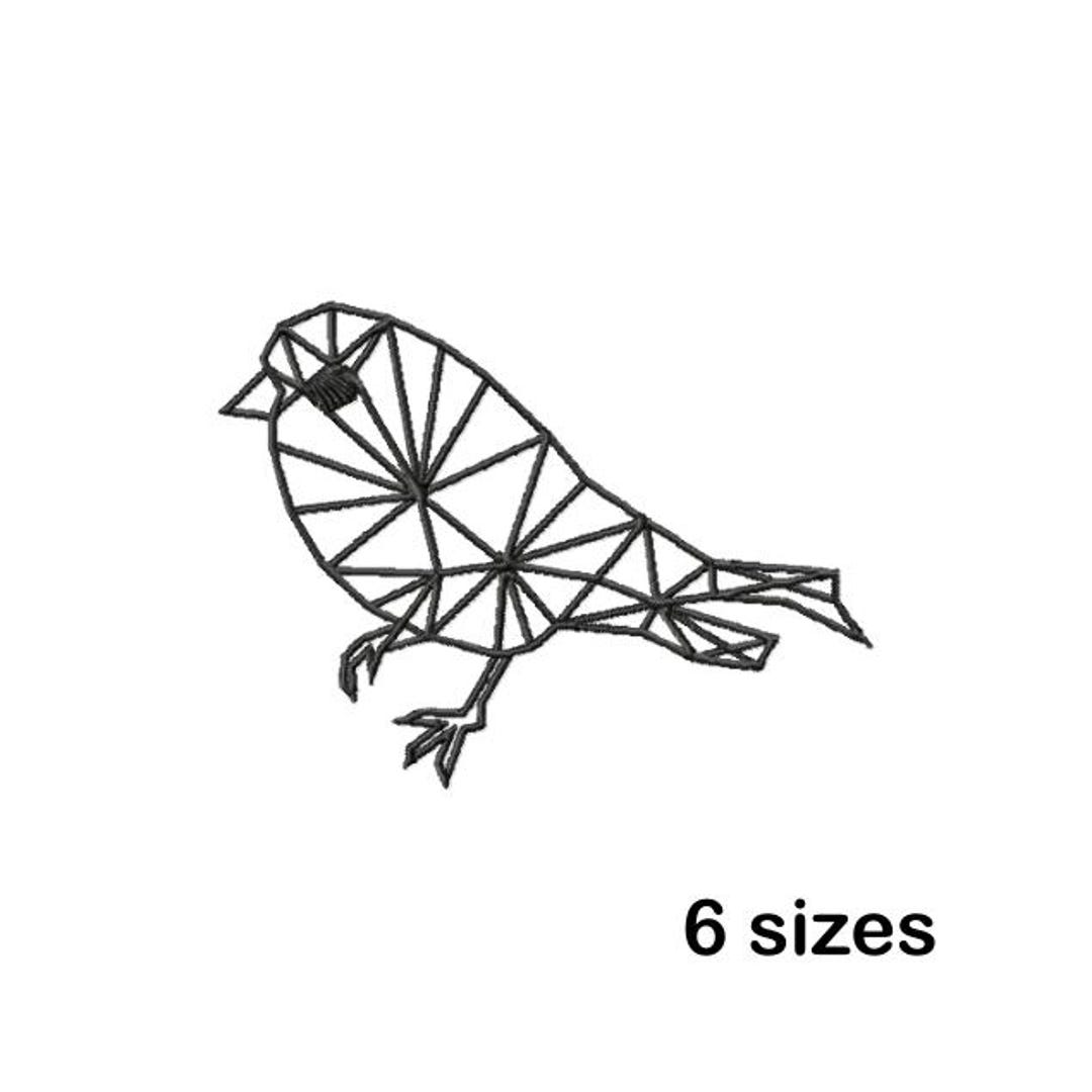 Bird Embroidery Design, Geometric Finch Line Art, Instant Download - Etsy