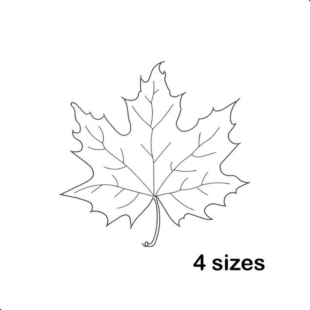 Maple Leaf Embroidery Design, One-line Leaf Outline With Veins, Minimal ...