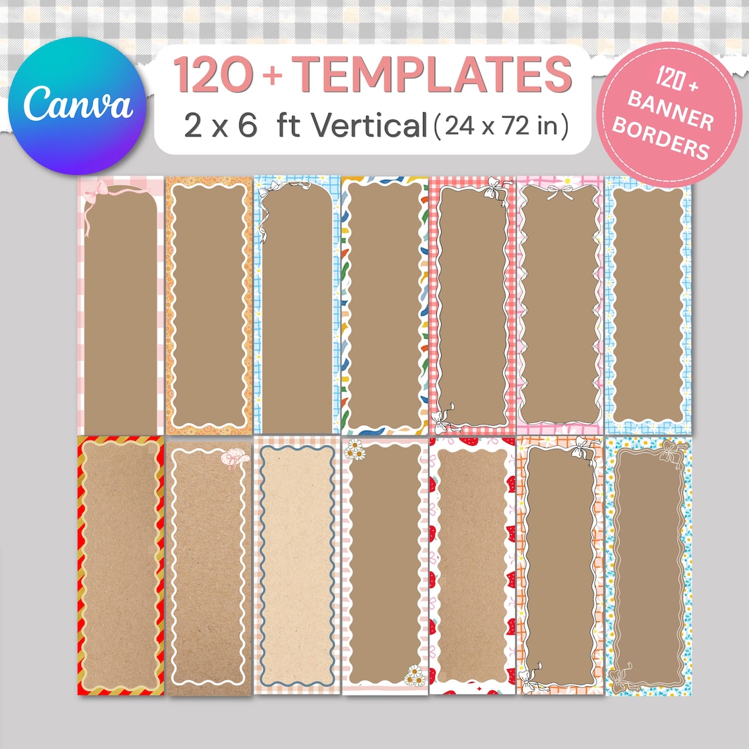 120 Editable Banner Templates Bundle | Canva Party Banner Borders ...