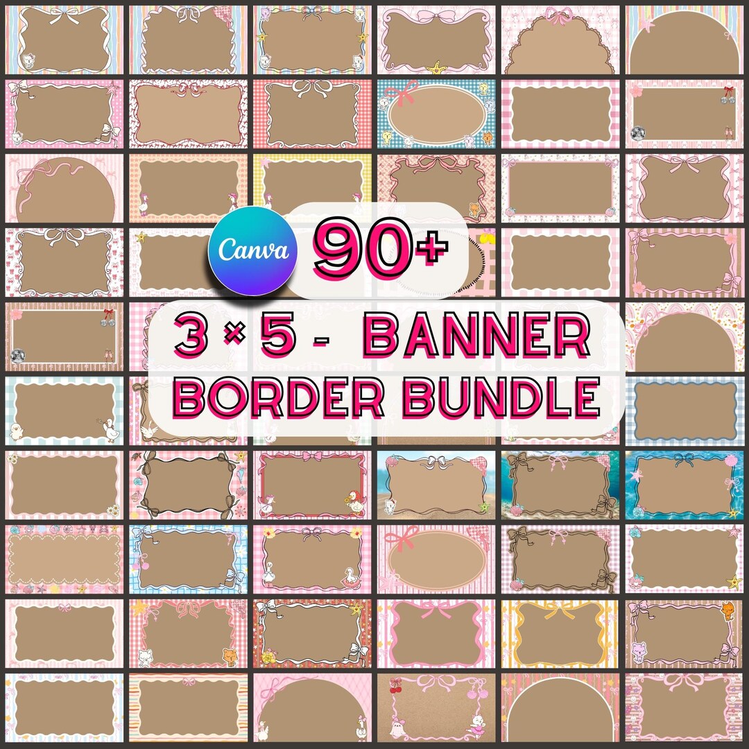 Editable Banner Border Templates Bundle | Canva Party Banners (digital ...