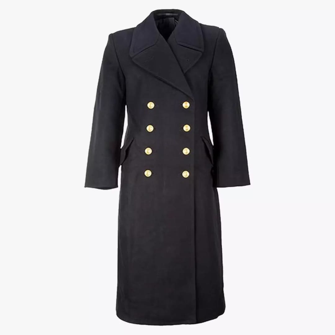 Men’s Black Wool Coat | Vintage Naval Trench | Long Winter Military ...
