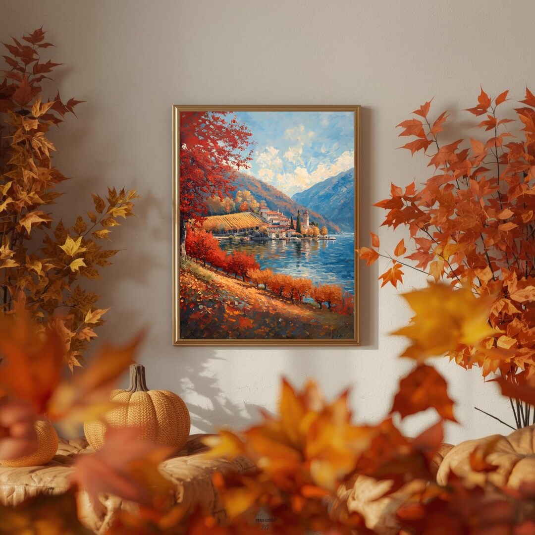 Lake Garda Fall Impressionist Painting, Monet-inspired Italy Landscape ...