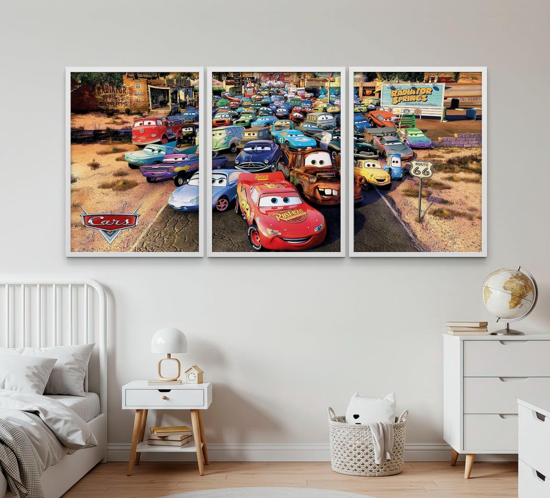 Cars Movie Poster Set of 3, Disney Cars Prints, Lightning Mcqueen ...