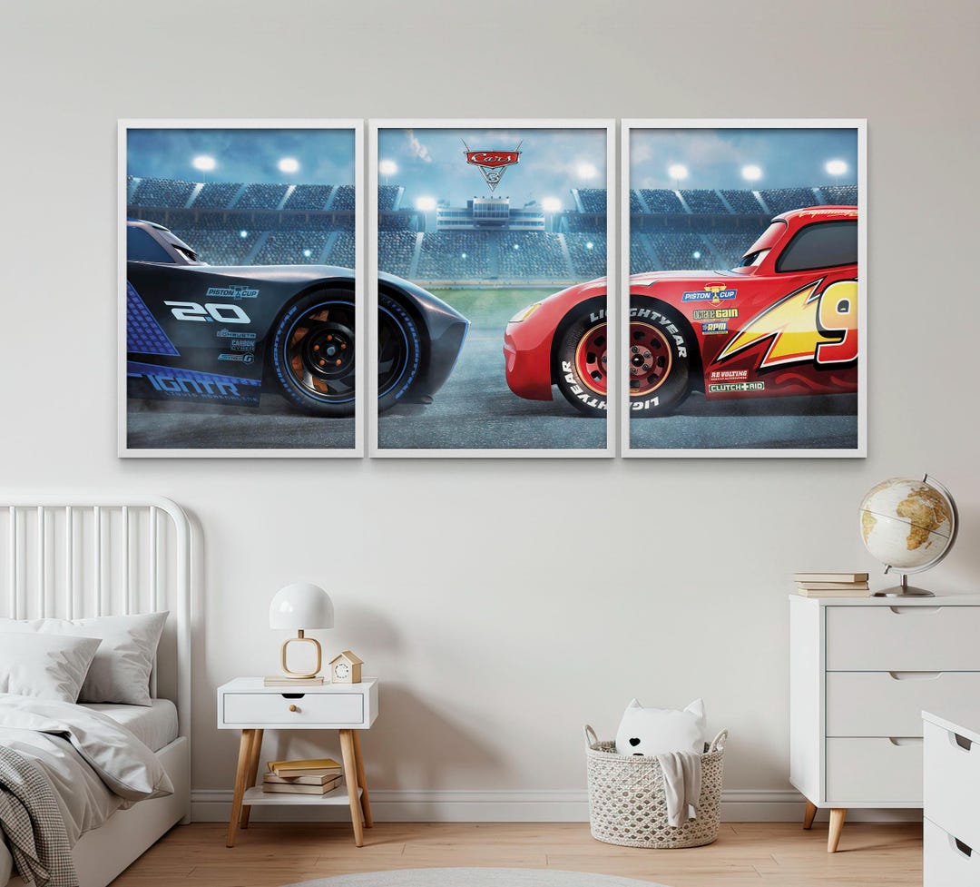 Cars Movie Poster Set of 3, Piston Cup, Mcqueen Poster, Lightning ...