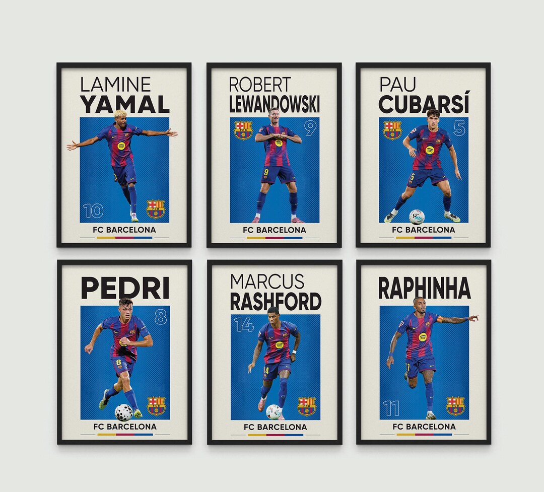Barcelona Poster Set of 6, FC Barcelona Poster Set, Barcelona Art Print ...