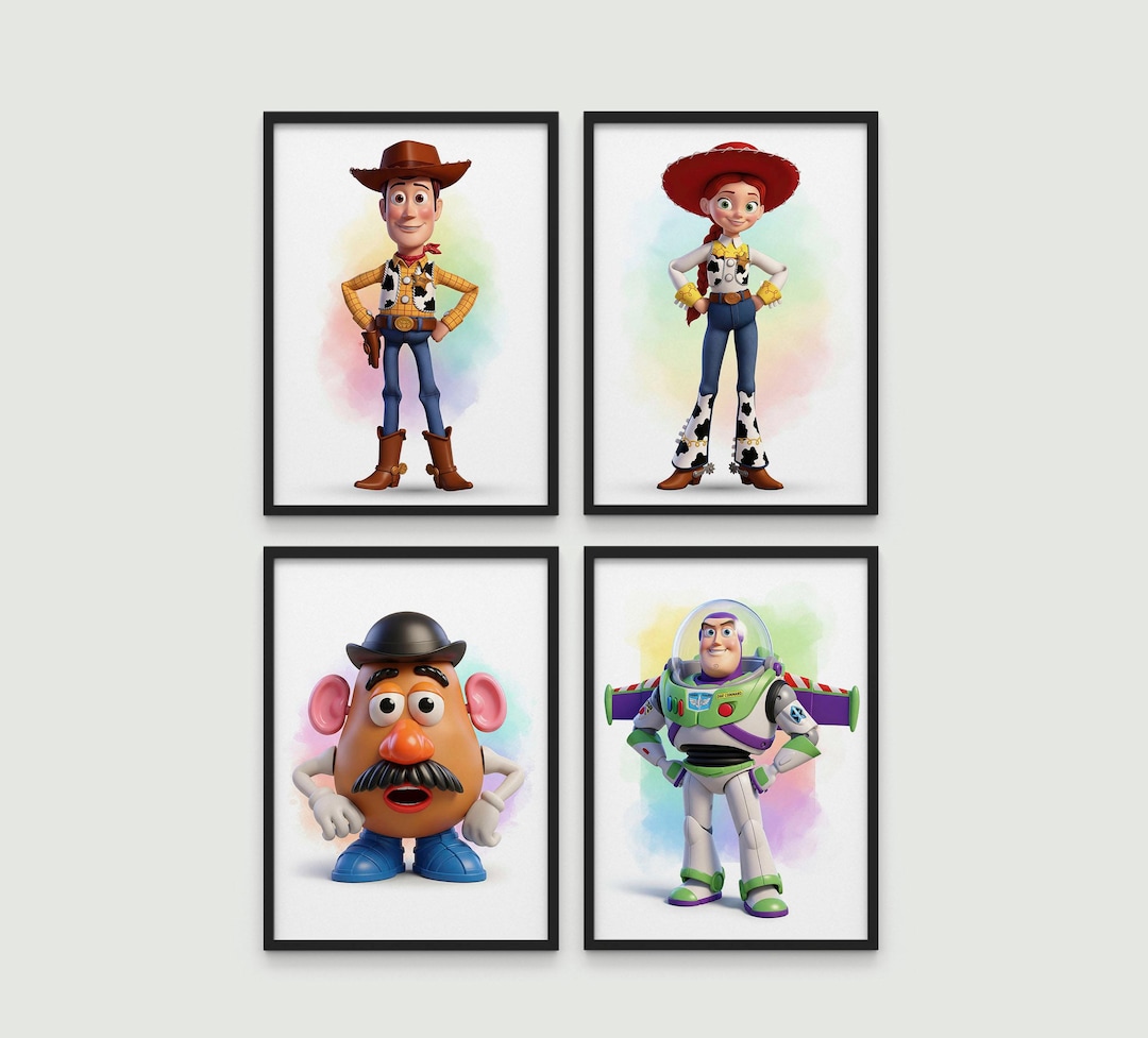 Toy Story Poster Set of 4, Toy Story Wall Art, Printable Toy Story Wall ...