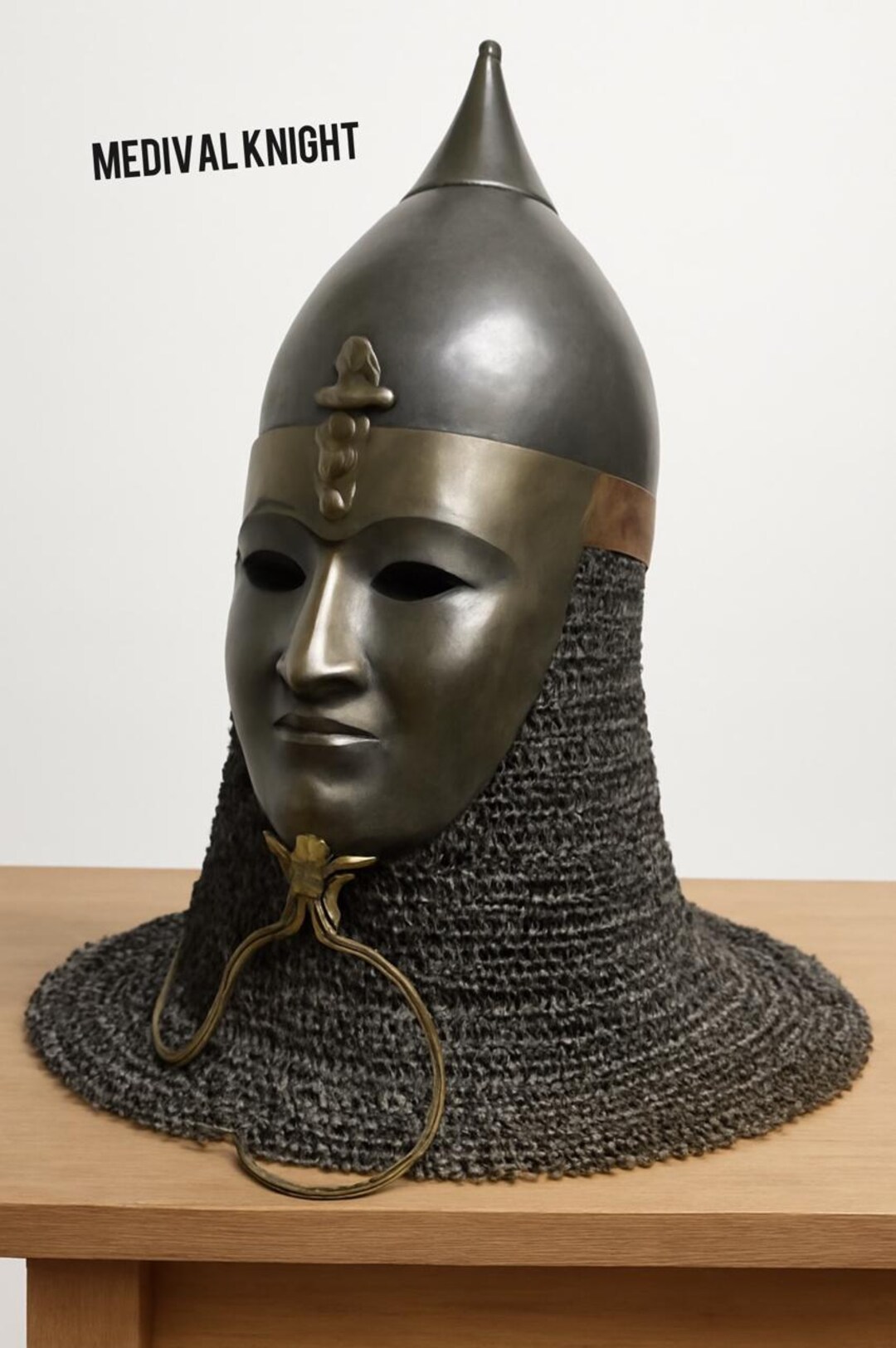 Medieval Knight Helmet With Chainmail | Full Face Armor Mask ...