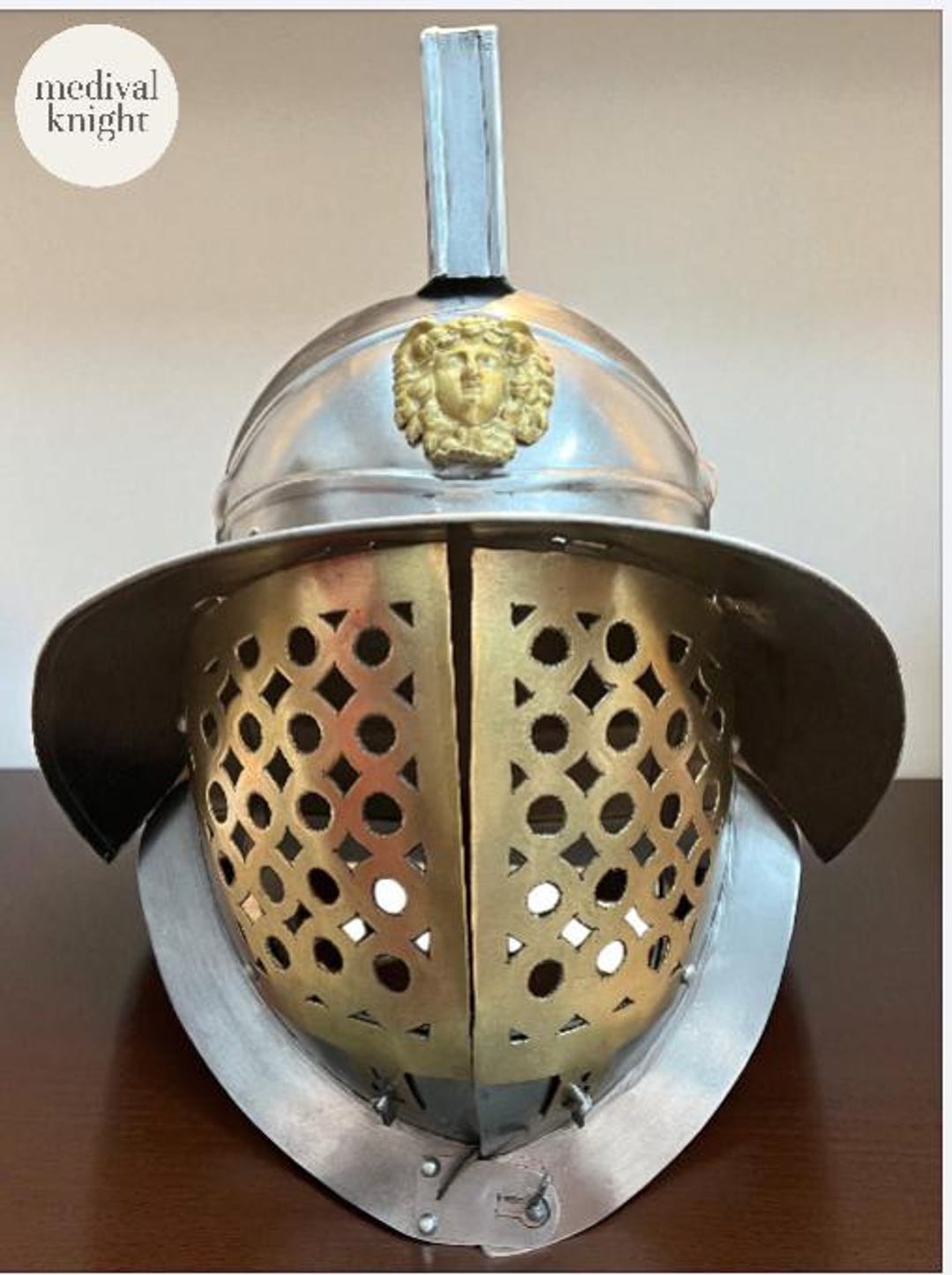 Medieval Knight Helmet | Roman Gladiator Style Brass Face Mask Helmet ...