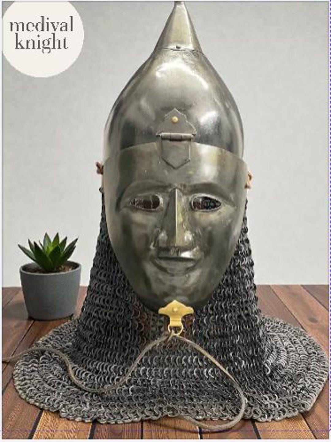 Medieval Knight Helmet With Chainmail | Full Face Armor Mask ...