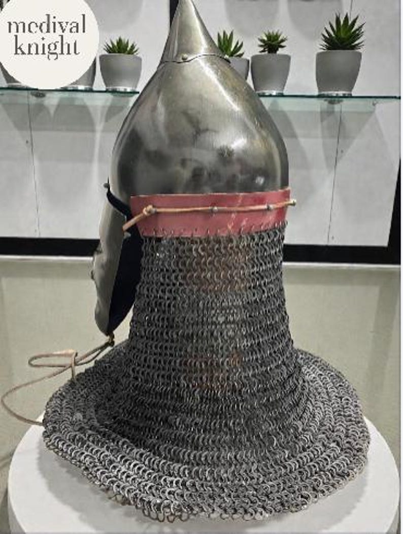 Medieval Knight Helmet With Chainmail | Full Face Armor Mask ...