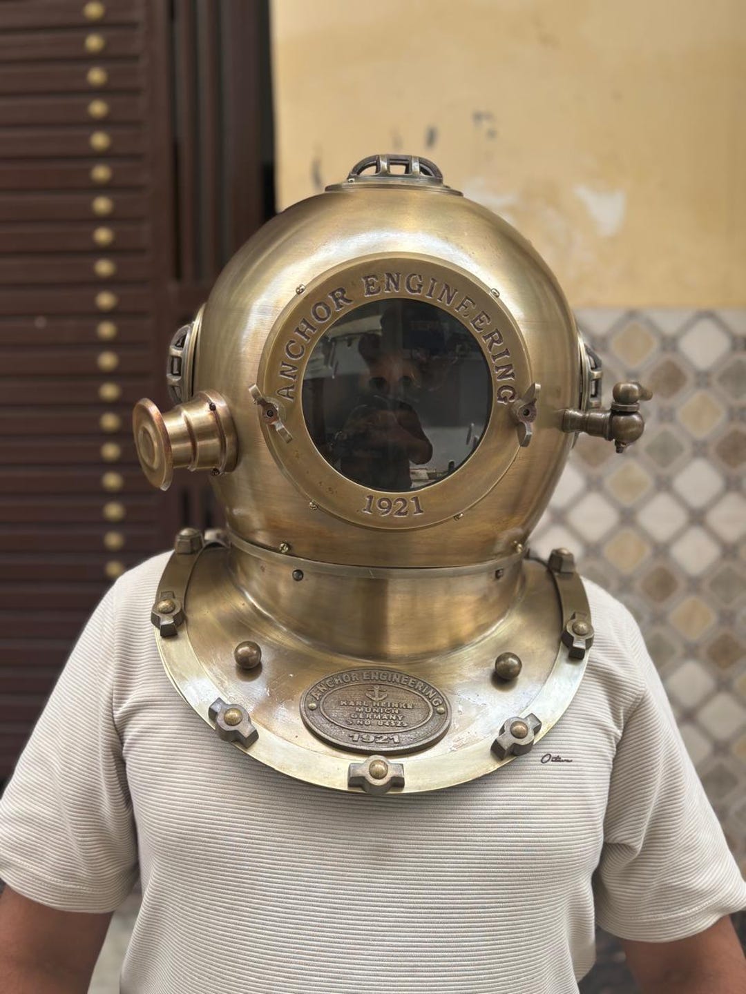 Vintage Nautical Brass Diving Helmet Replica Maritime Anchor ...
