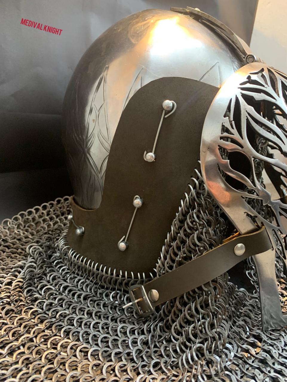 Medieval Knight Helmet With Chainmail Elven Gothic Faceplate ...