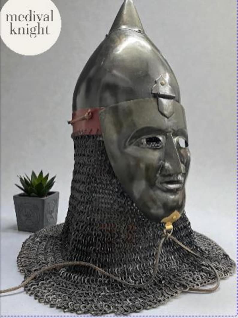 Medieval Knight Helmet With Chainmail | Full Face Armor Mask ...