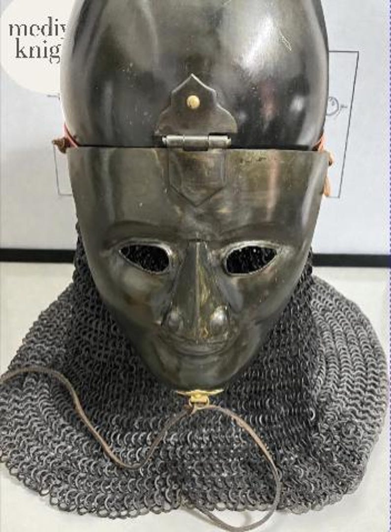 Medieval Knight Helmet With Chainmail | Full Face Armor Mask ...