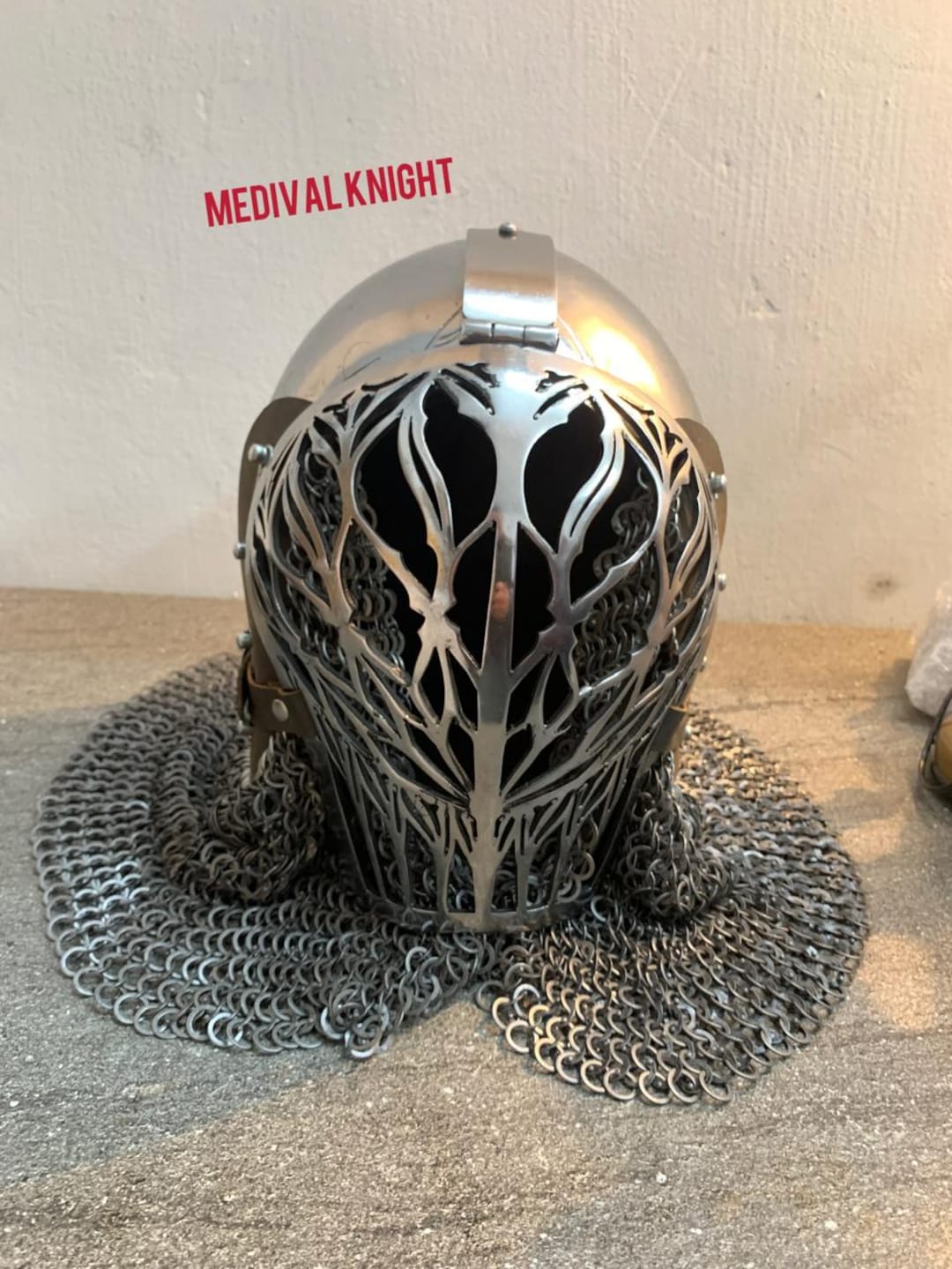 Medieval Knight Helmet With Chainmail Elven Gothic Faceplate ...
